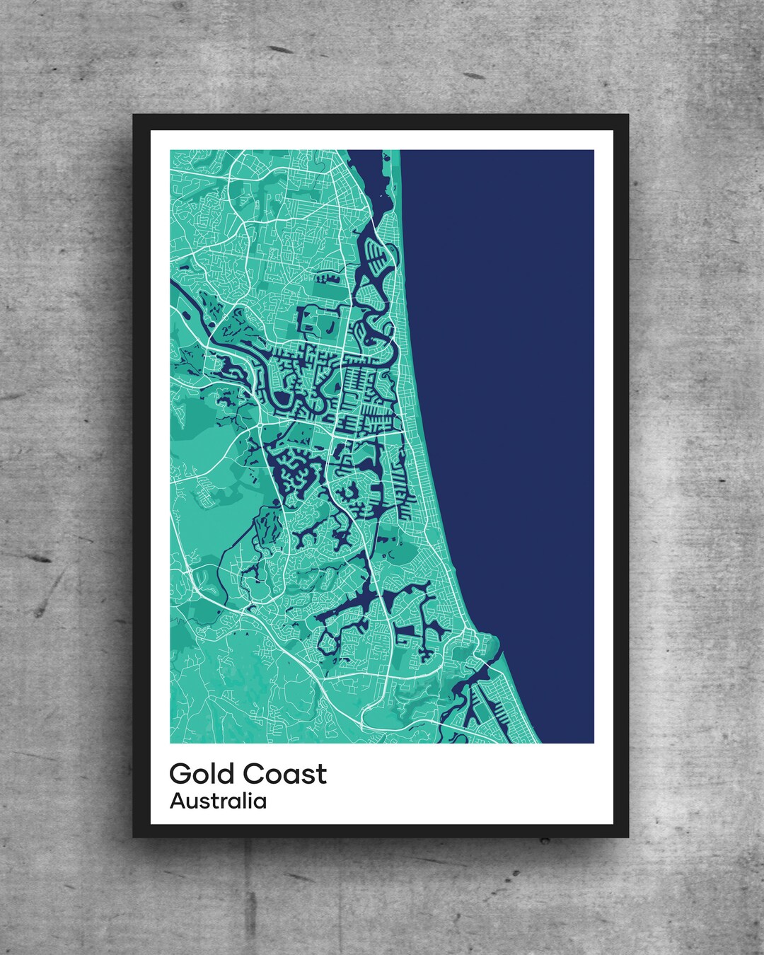 Gold Coast Australia Minimalist Map Print Poster. Quality Colourful ...