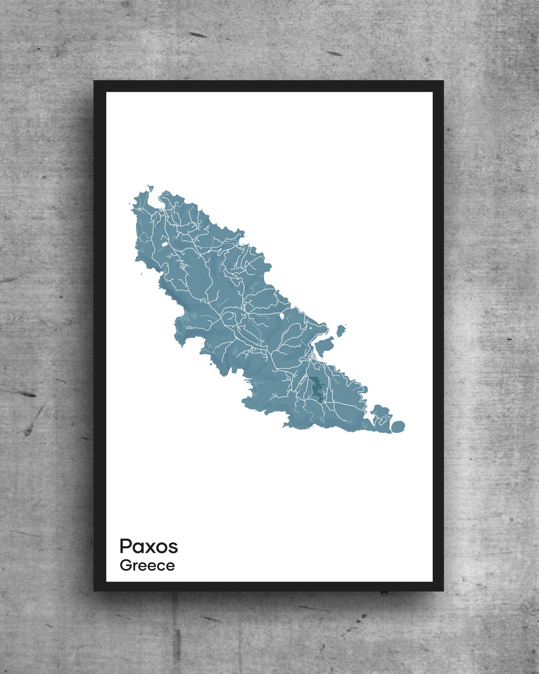 Paxos Greece Minimalist Map Print Poster. Quality Colourful Poster on ...