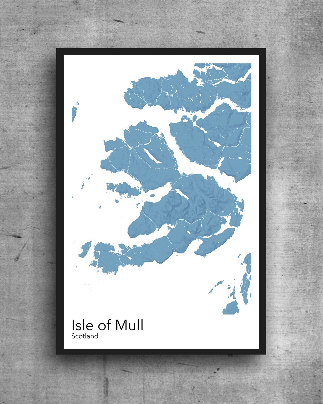 Mull Modern Minimalist Map Print Poster. Quality Colourful Poster of ...