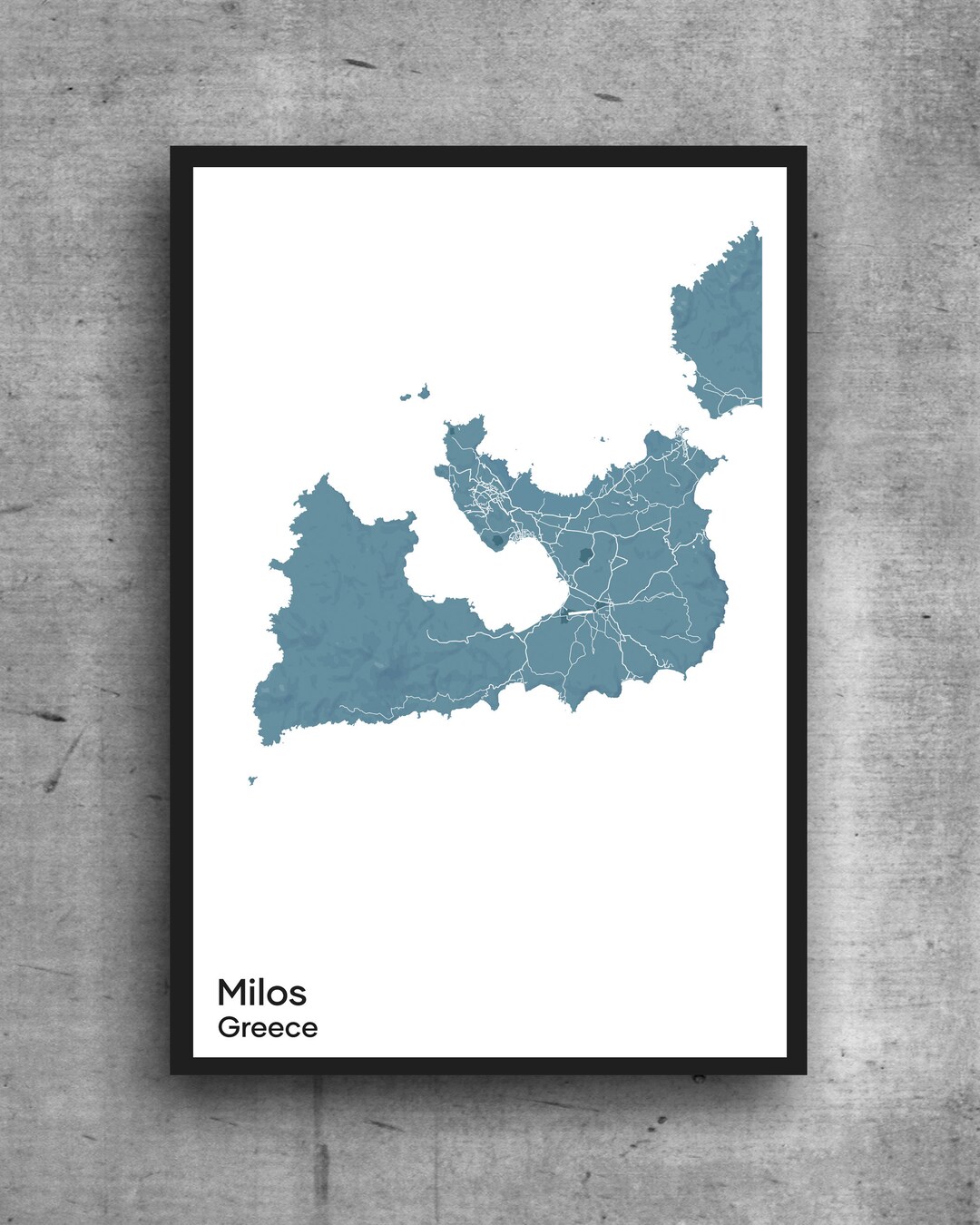 Milos Greece Minimalist Map Print Poster. Quality Colourful Poster on ...