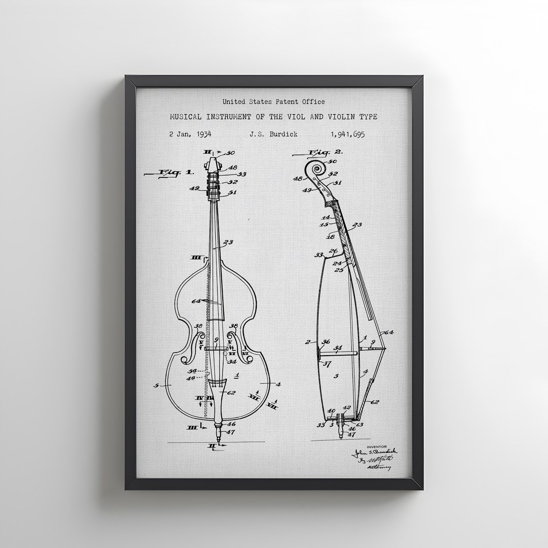 Cello Design From 1934 From the US Patent Office Perfect Gift Idea - Etsy