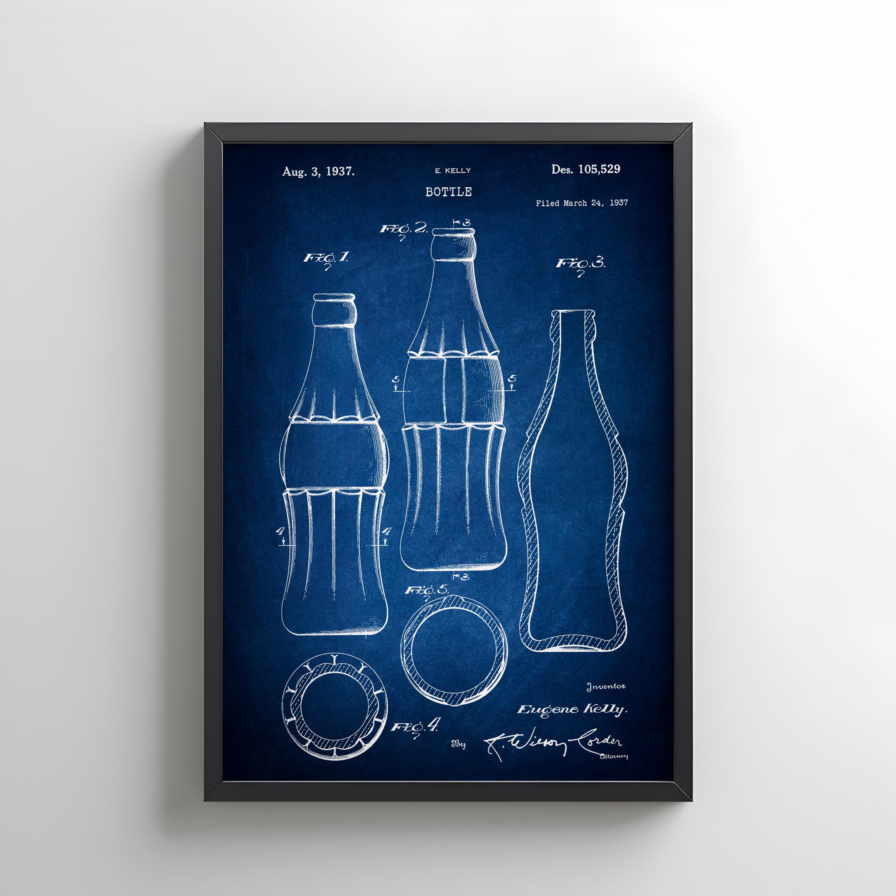 FREE US Post. Design of Vintage Coca Cola Bottle From US Patent Office ...