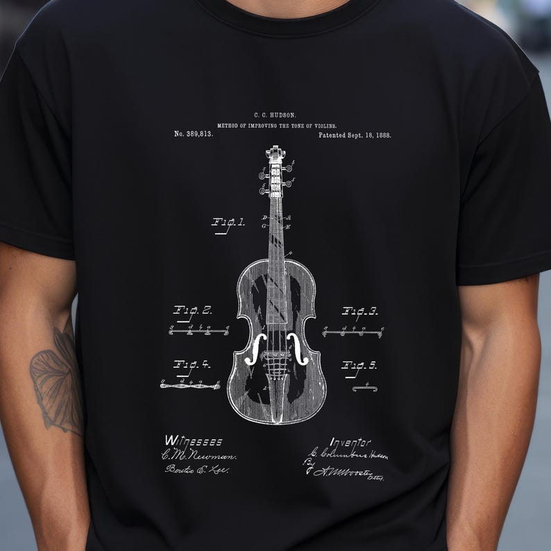 Antique Violin Design From 1888 From US Patent Office. T-shirt Gift ...