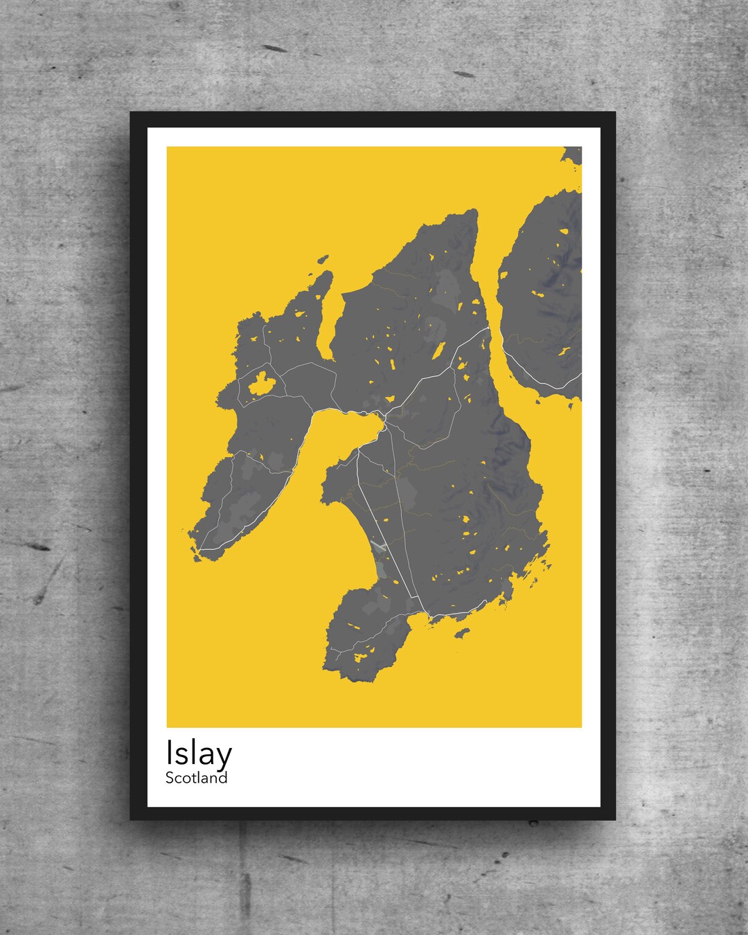 Islay Modern Minimalist Map Print Poster. Quality Colourful Poster of Islay Island in Scotland ...