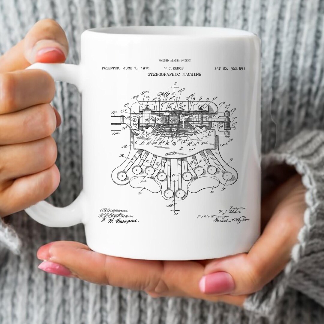 Stenography Machine Design From US Patent Office. Coffee Mug Gift ...