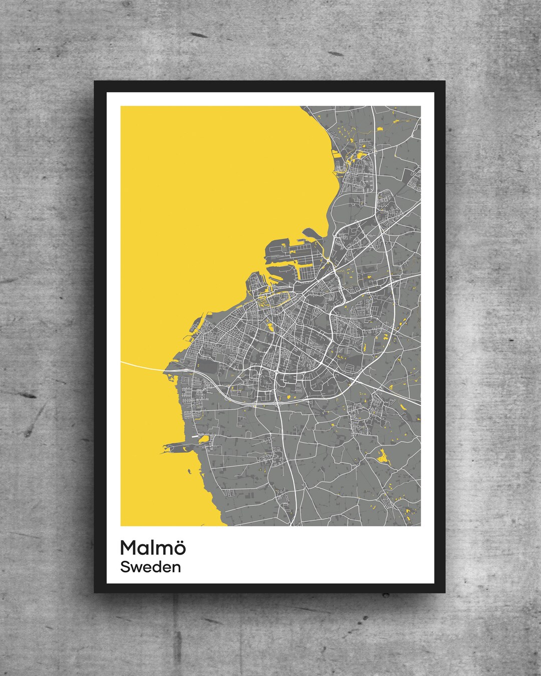 Malmo Minimalist Map Print Poster. Quality Colourful Poster of Malmo ...