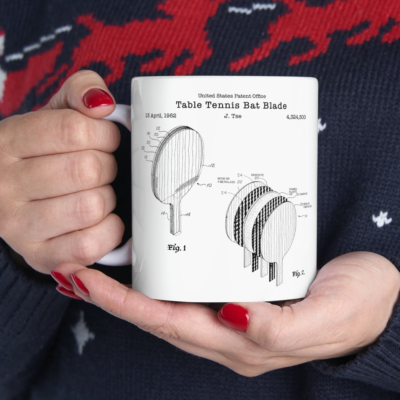 Table Tennis Bat Patent Design From the US Patent Office. Perfect Gift ...