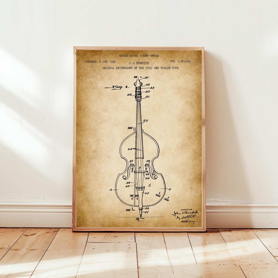 Vintage Cello Design From1934 From US Patent Office. Poster Gift for ...