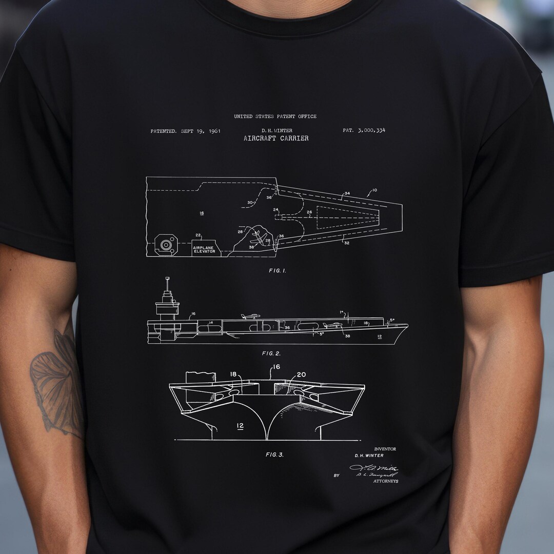 Aircraft Carrier Warship Design From the US Patent Office. T-shirt for ...