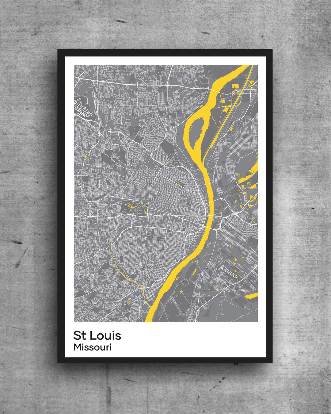 St Louis Missouri USA Minimalist Map Print Poster. Quality Colourful ...