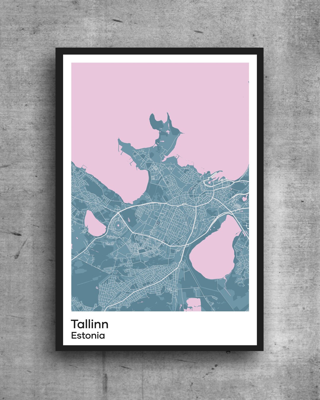 Tallinn Minimalist Map Print Poster. Quality Colourful Poster of ...