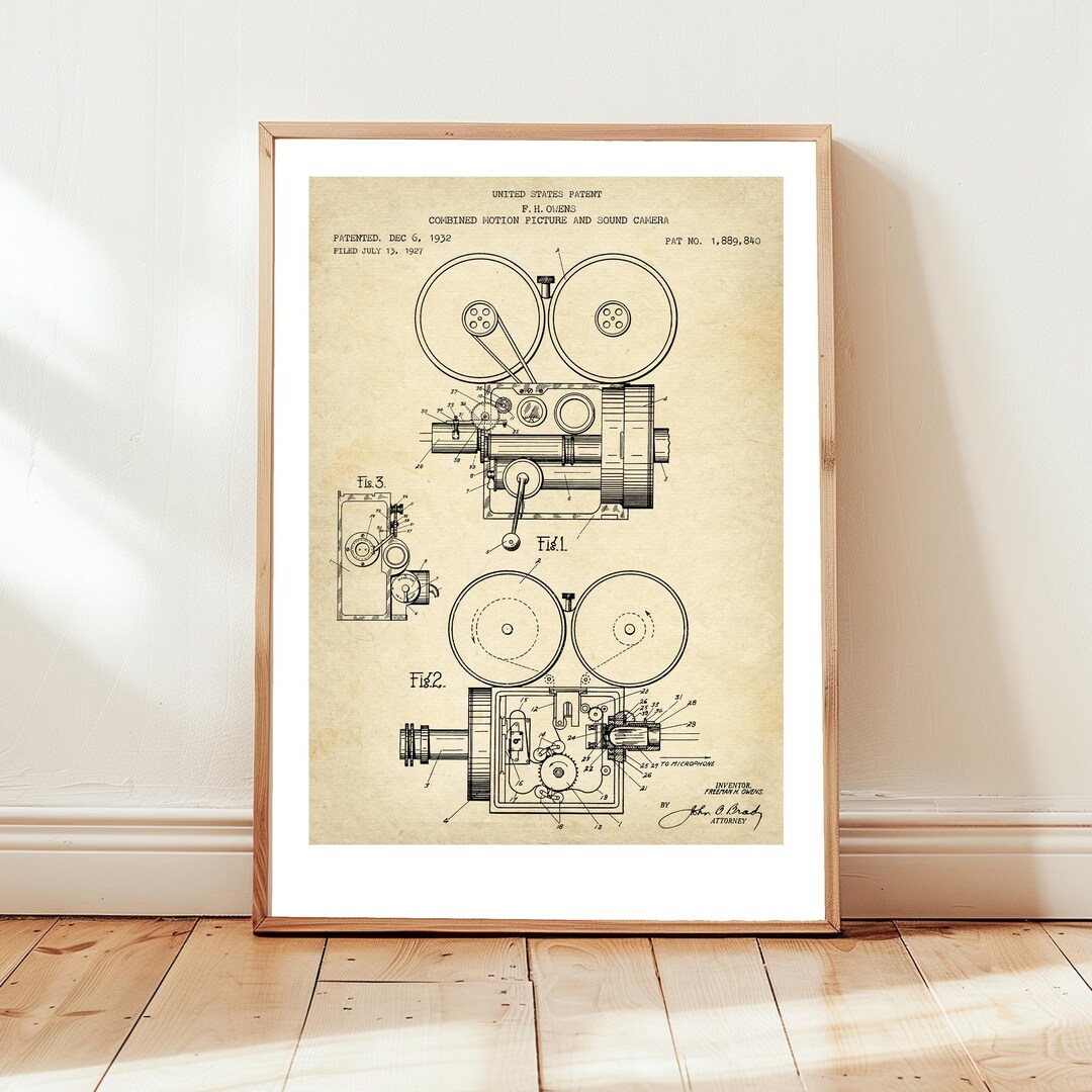 Vintage Motion Picture and Sound Camera From US Patent Office. Poster ...