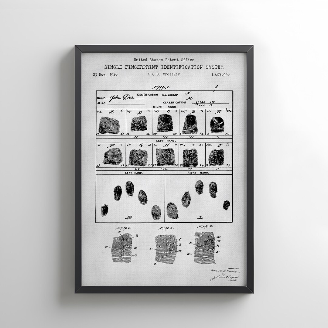 Fingerprint Identification System Design From 1926 From the US Patent ...