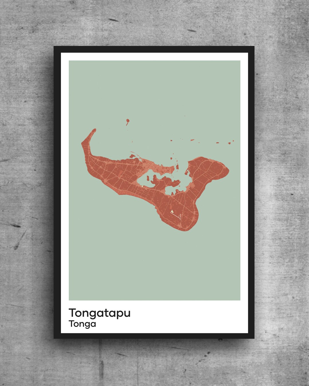 Tongatapu Tonga Minimalist Map Print Poster. Quality Colourful Poster ...