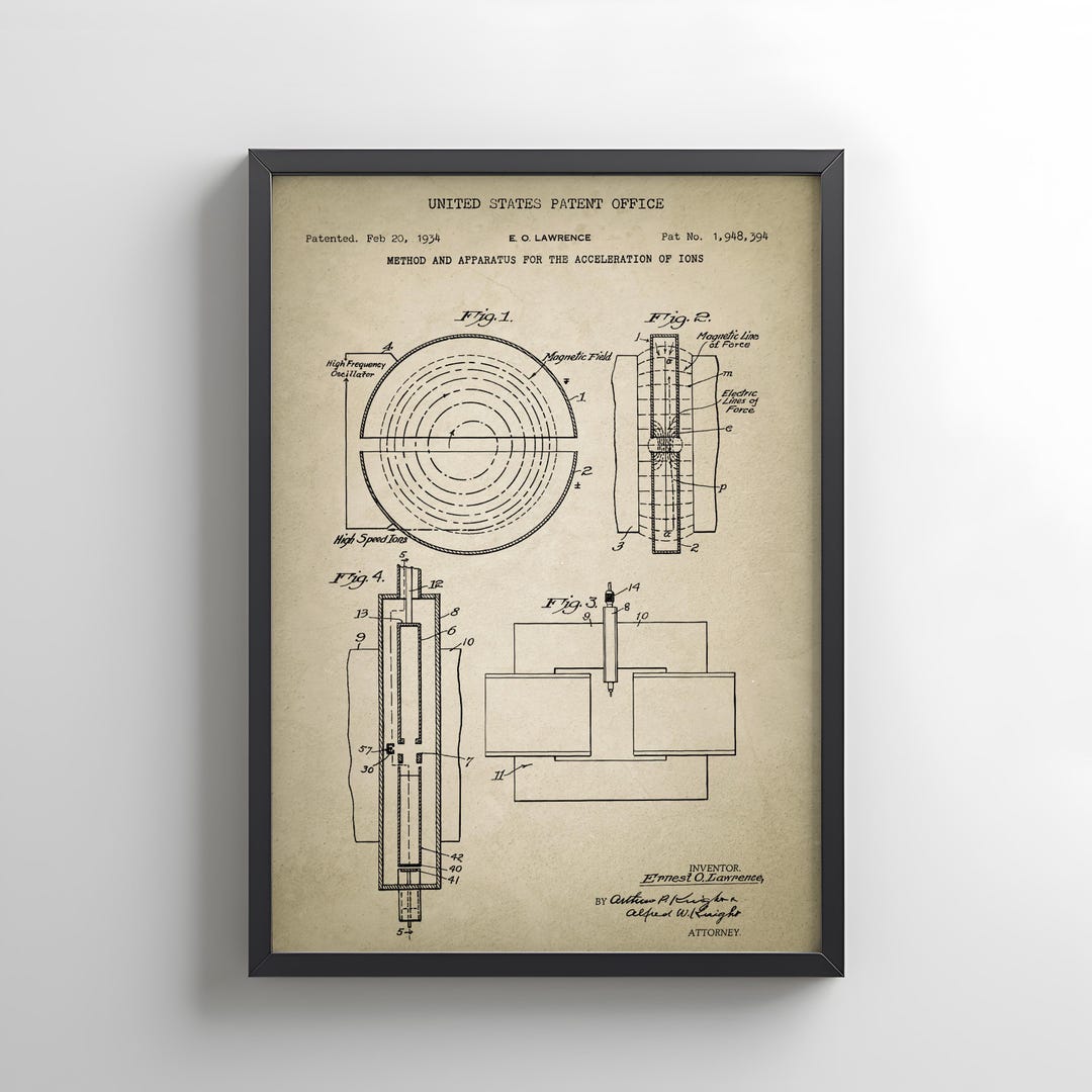 Design of Particle Accelerator by Lawrence From US Patent Office ...