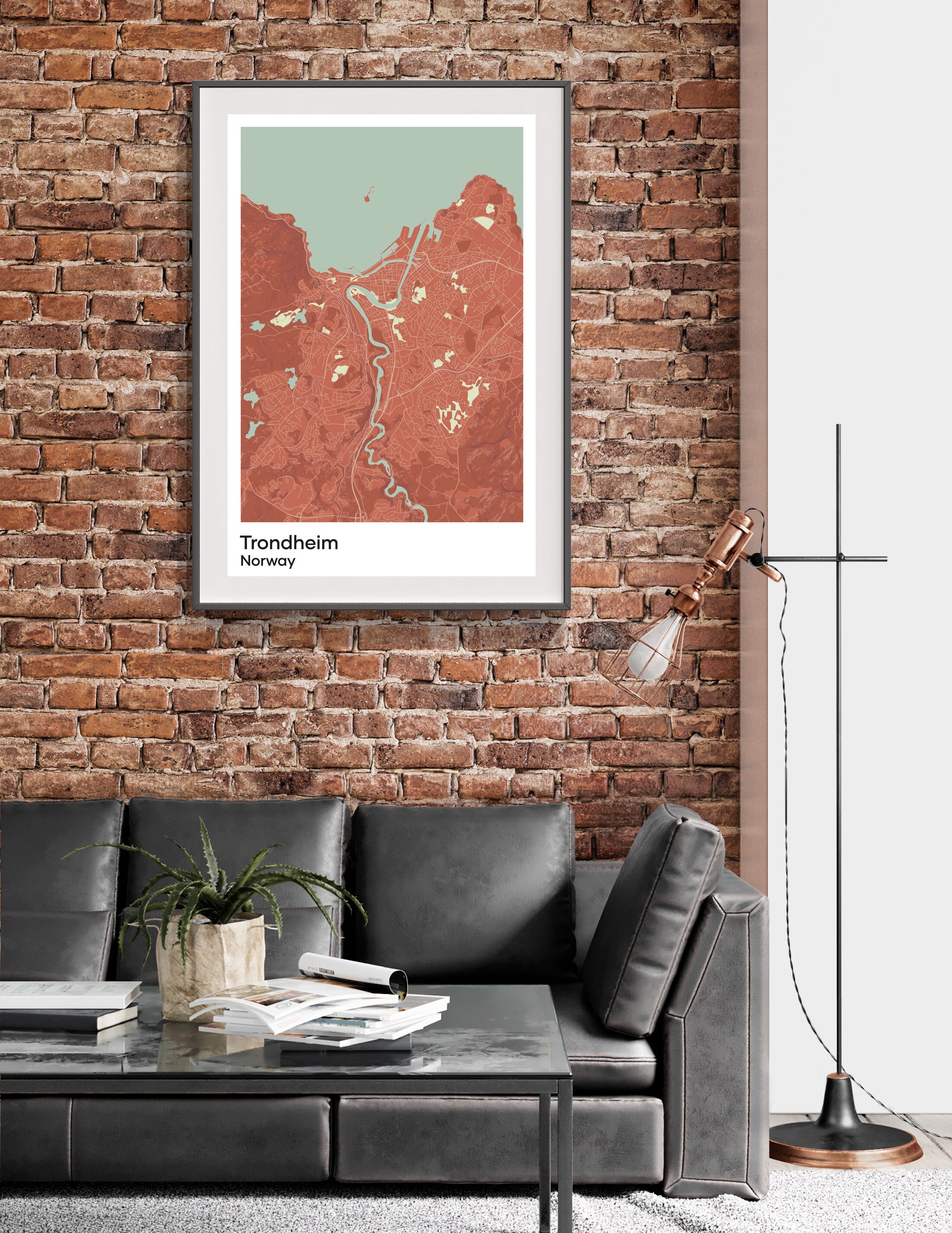 Trondheim Norway Minimalist Map Print Poster. Quality Colourful Poster ...