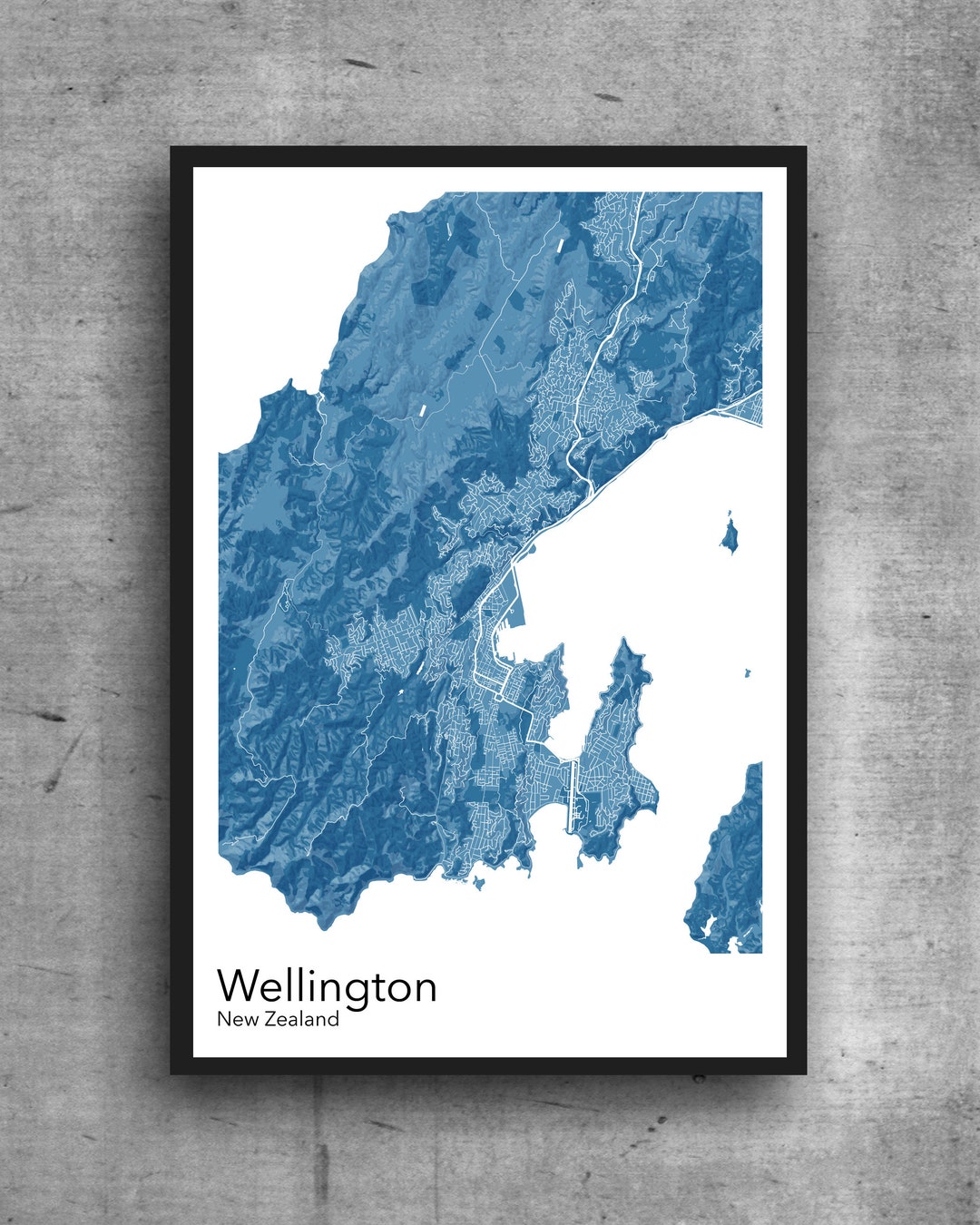 Wellington Modern Minimalist Map Print Poster. Quality Colourful Poster ...