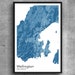 Wellington Modern Minimalist Map Print Poster. Quality Colourful Poster ...