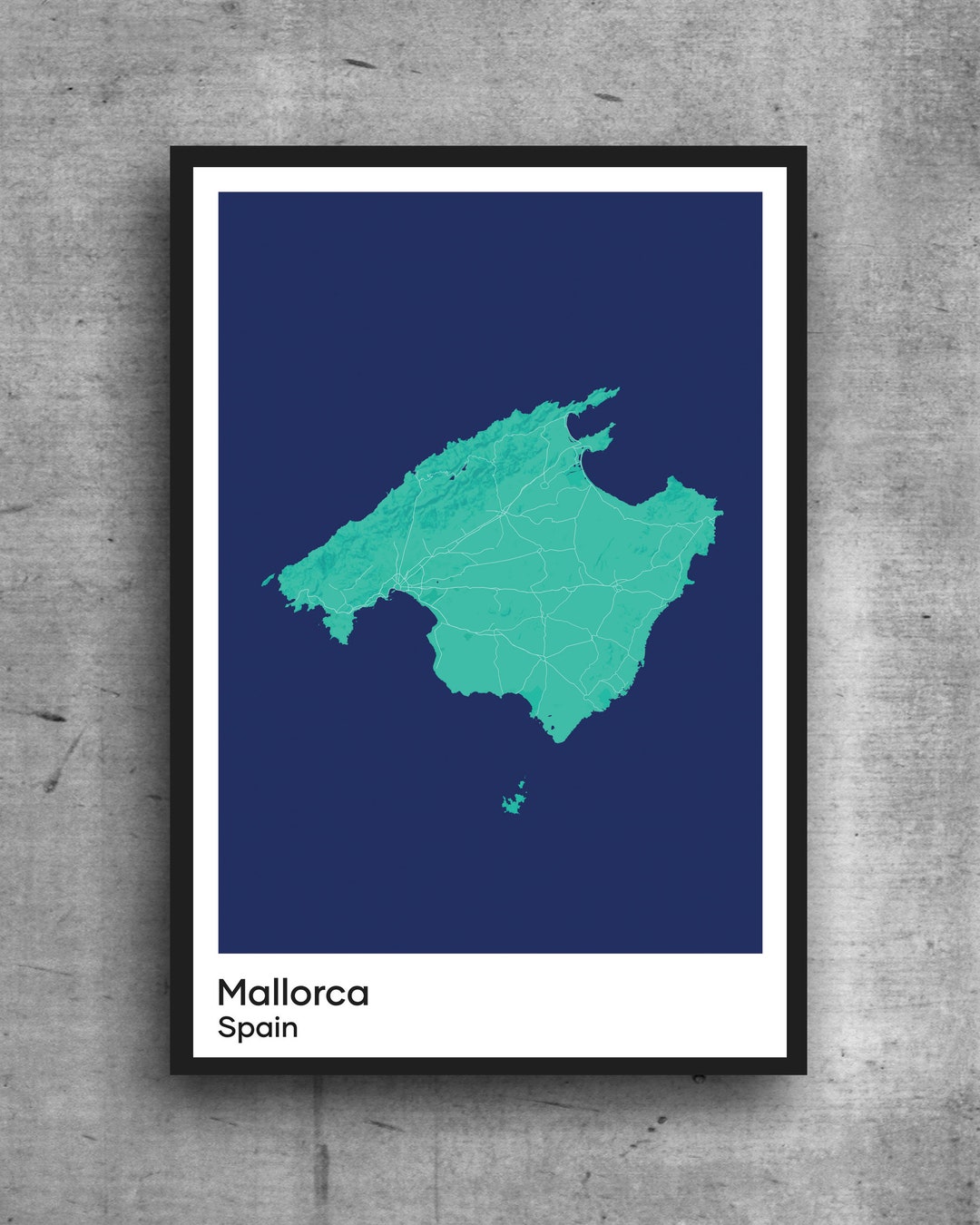 Mallorca Minimalist Map Print Poster. Quality Colourful Poster of ...