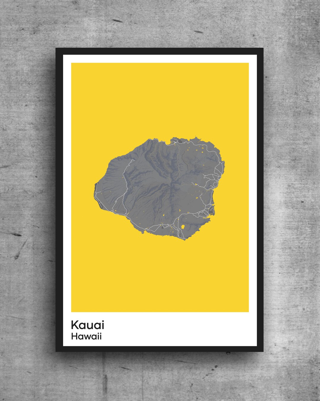 Kauai Hawaii Minimalist Map Print Poster. Quality Colourful Poster on ...