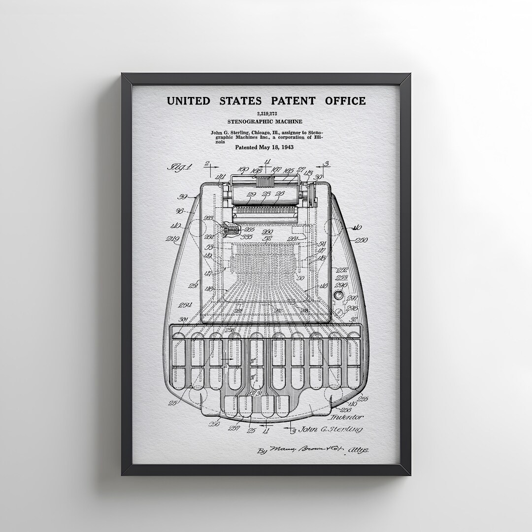 Vintage Stenography Machine Design From the US Patent Office. Perfect ...