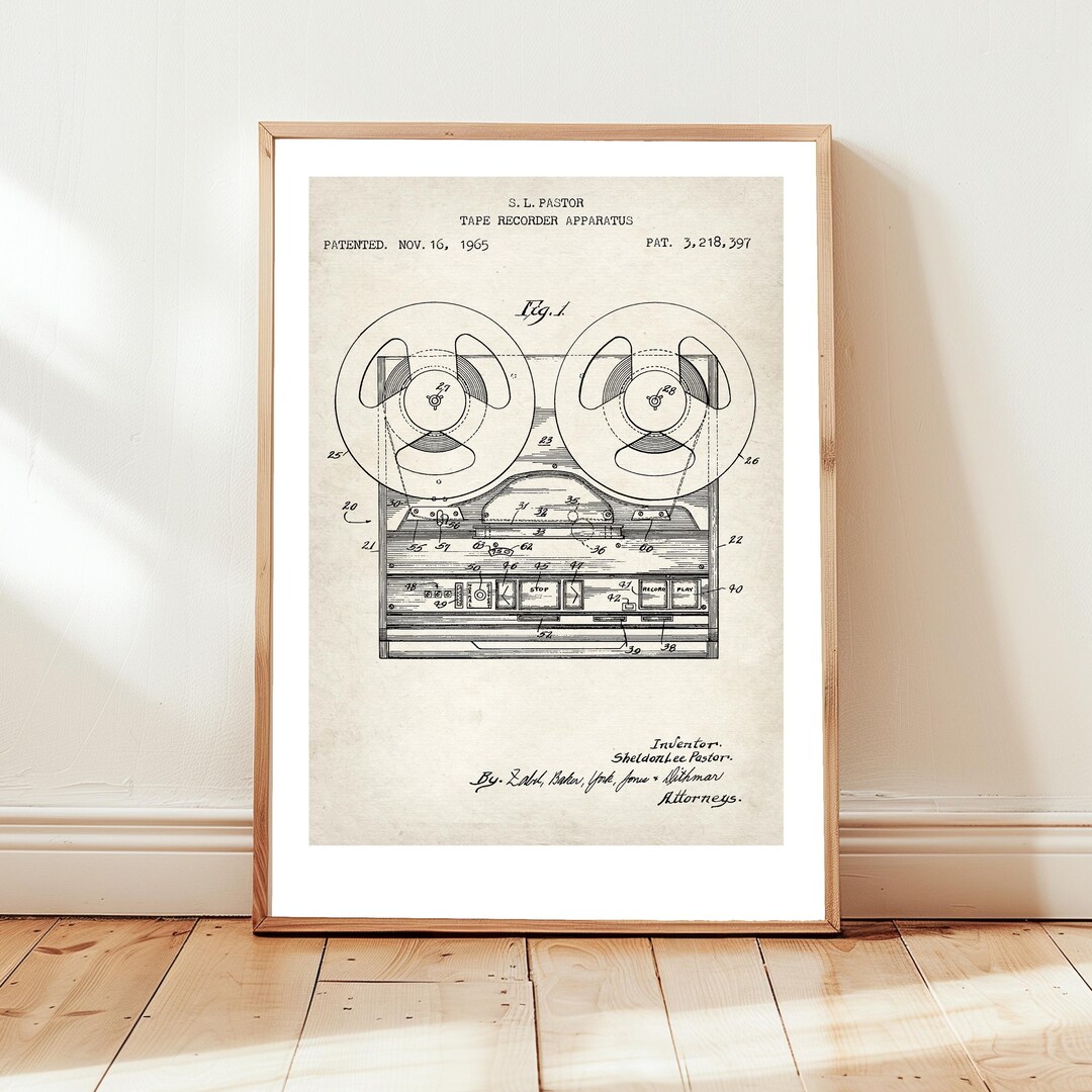 Reel to Reel Tape Recorder Design From US Patent Office. Poster Gift ...