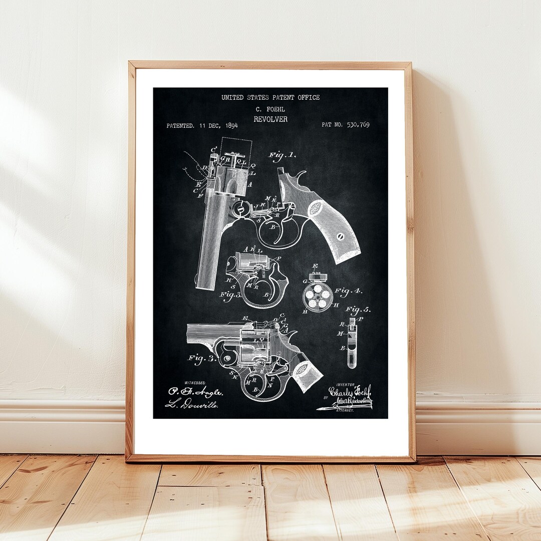 Antique Revolver Firearm by Foehl From the US Patent Office. Poster ...