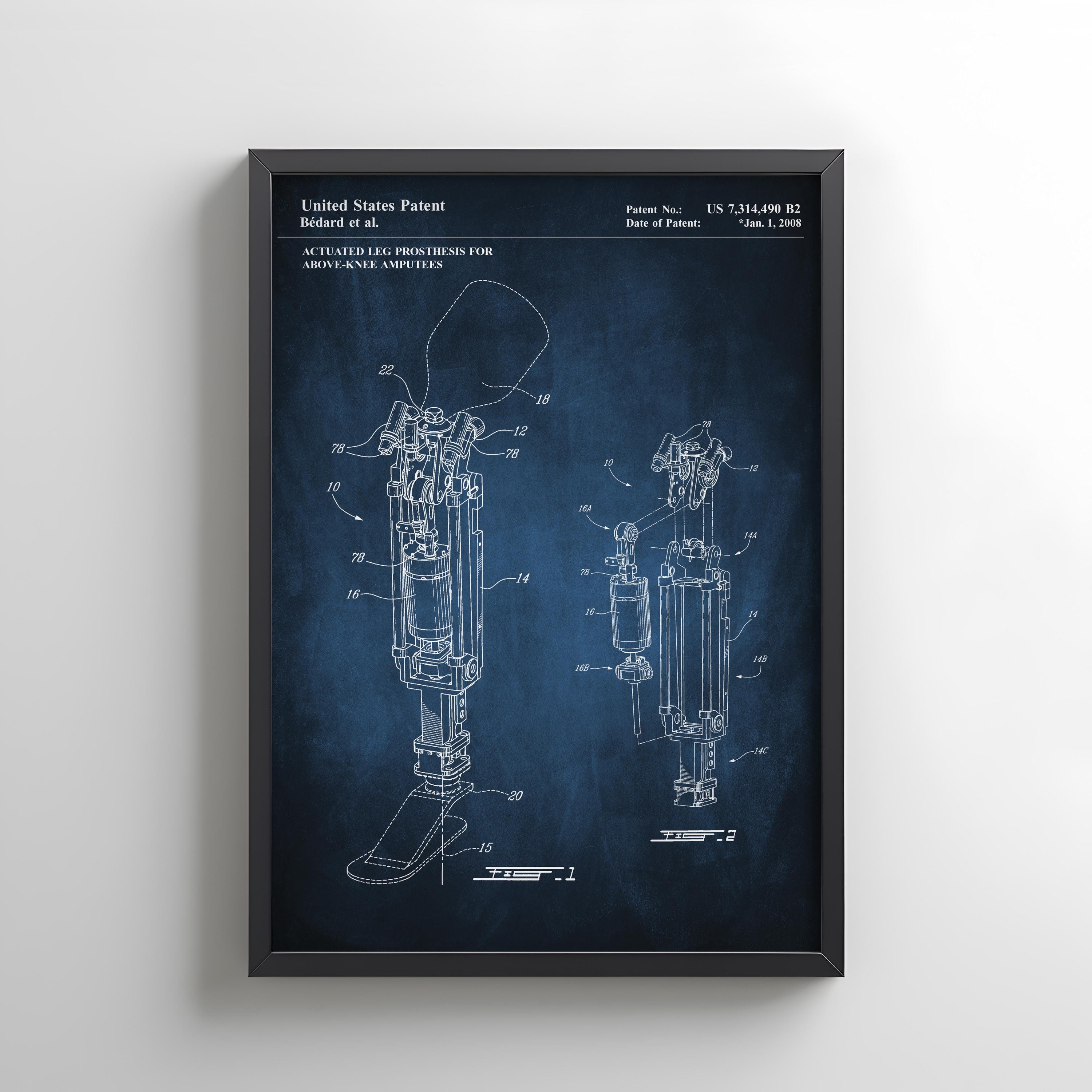 Prosthetic Bionic Leg Design From US Patent Office. Poster Gift ...