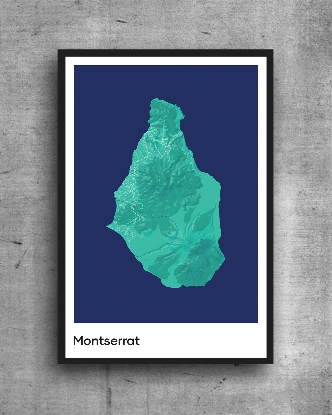 Montserrat Minimalist Map Print Poster. Quality Colourful Poster on ...
