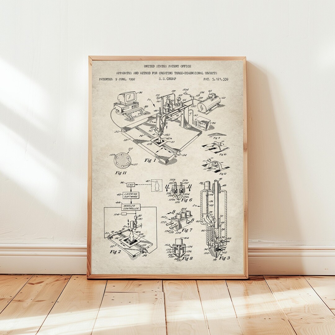 FREE US Postage. 3D Printer Machine From US Patent Office. Poster Gift ...