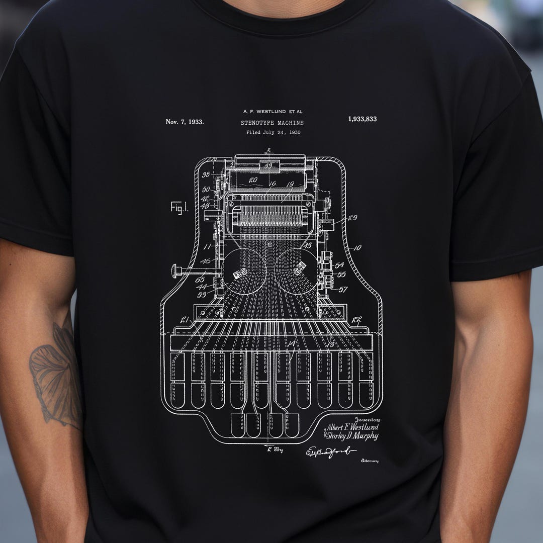 Stenography Machine Design From US Patent Office. T-shirt Gift ...