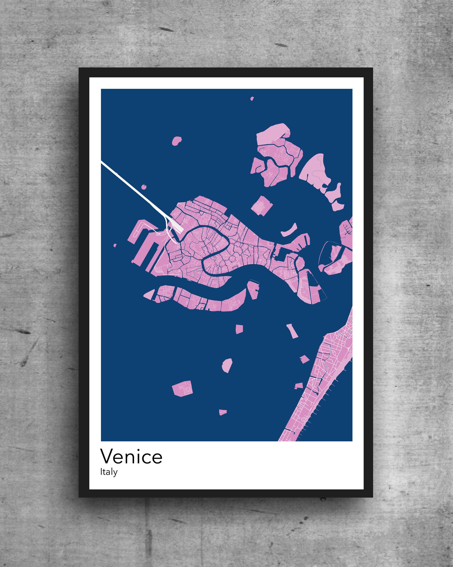 Venice Modern Minimalist Map Print of Quality Colourful Poster of ...