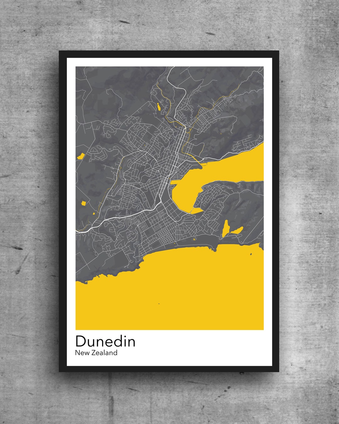 Dunedin Modern Minimalist Map Print Poster. Quality Colourful Poster of ...