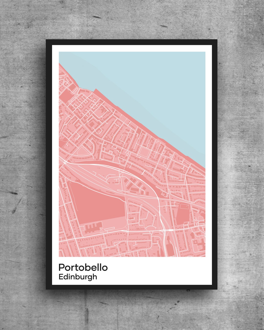 Portobello Minimalist Map Print Poster. Quality Colourful Poster of ...