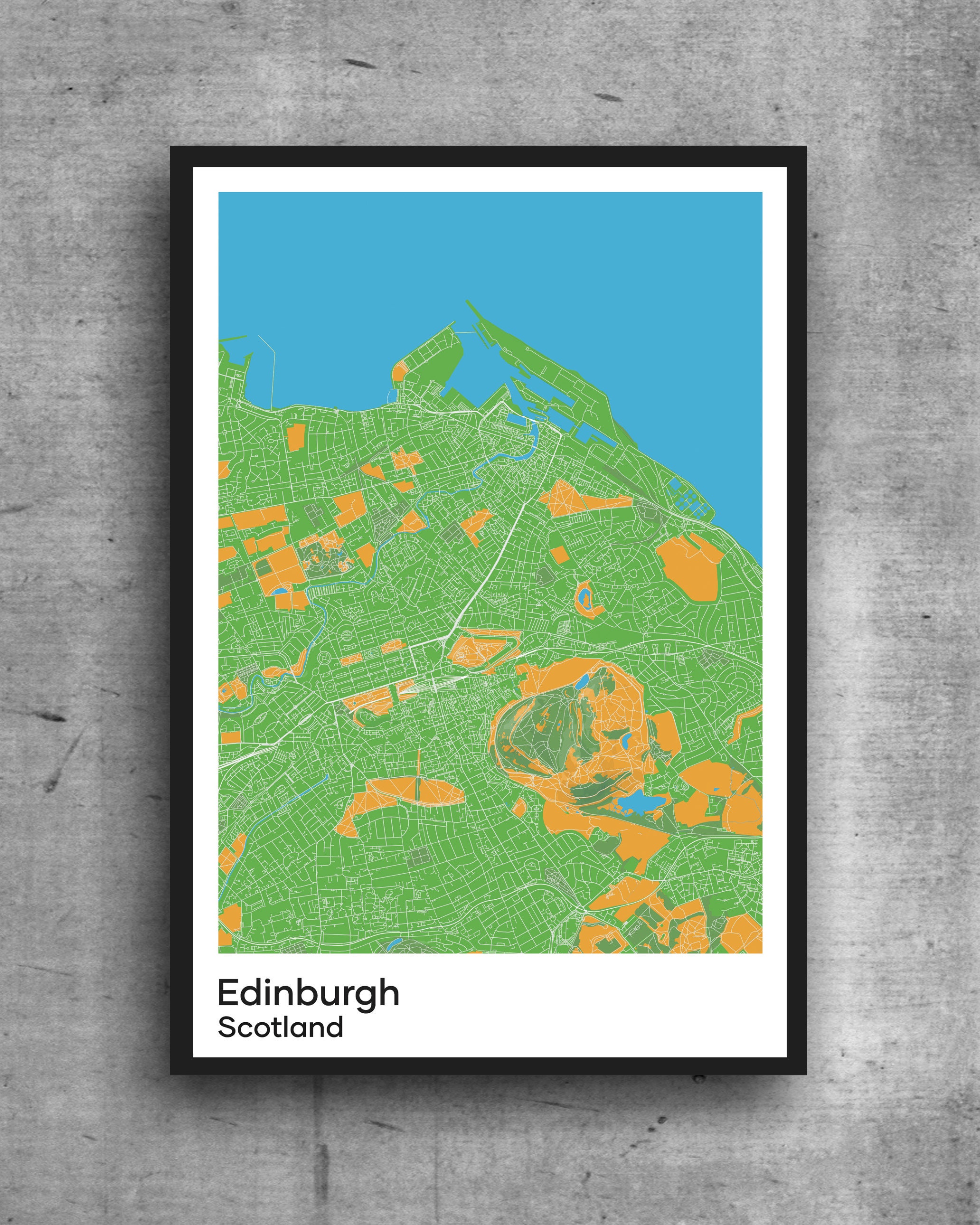Edinburgh City Scotland Minimalist Map Print Poster. Quality Colourful ...
