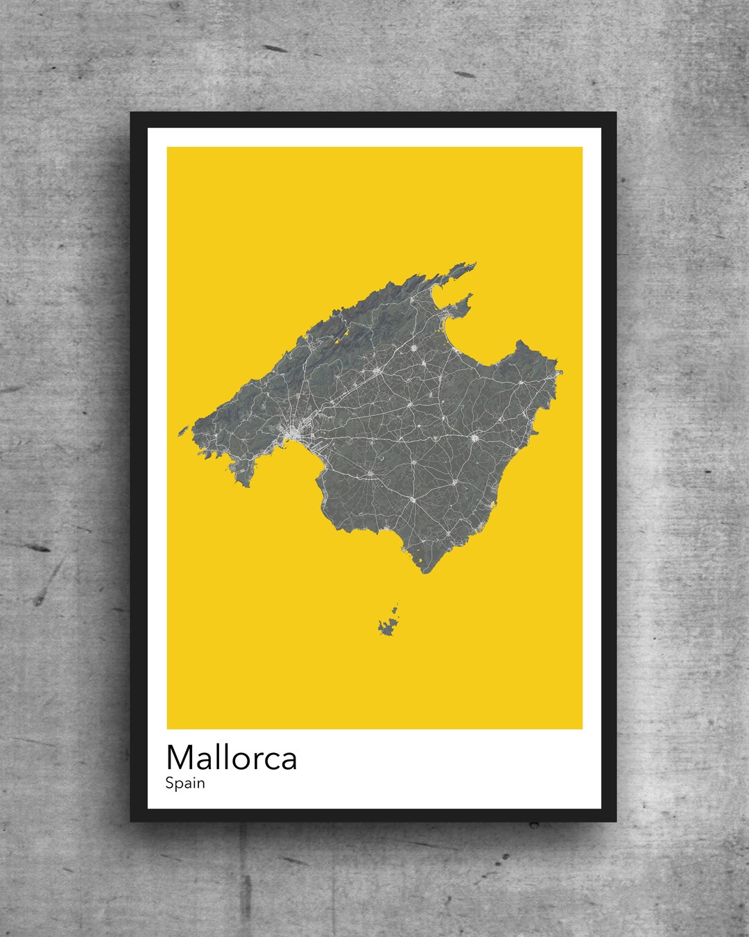 Mallorca Modern Minimalist Map Print of Quality Colourful Poster of ...