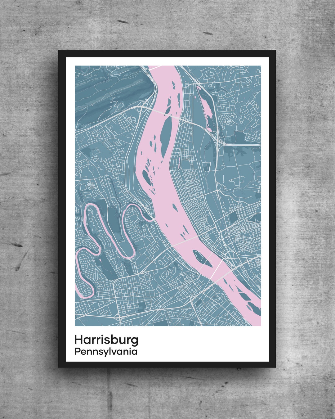 Harrisburg Pennsylvania Minimalist Map Print Poster. Quality Colourful ...