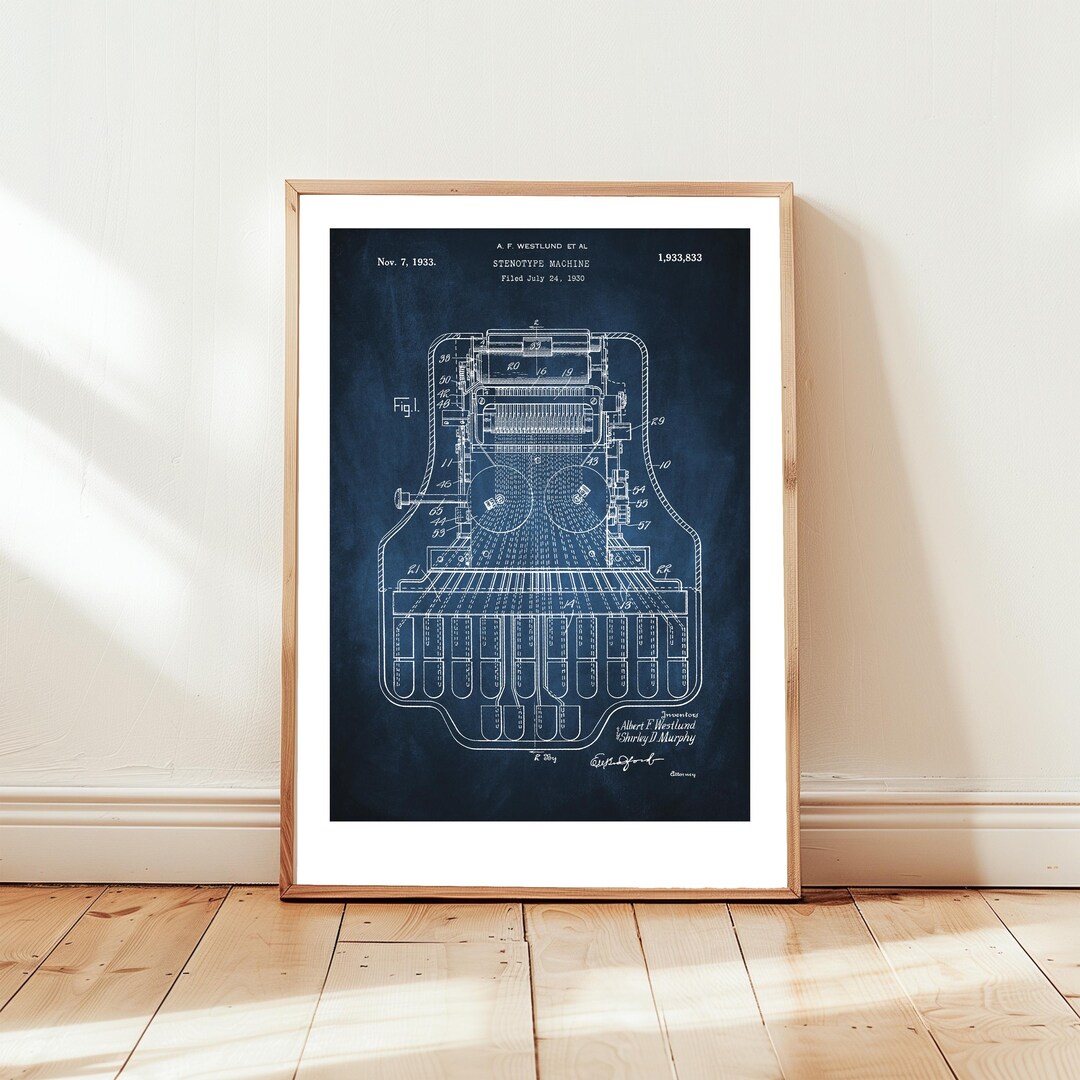 Stenography Machine Design From US Patent Office. Poster Gift ...