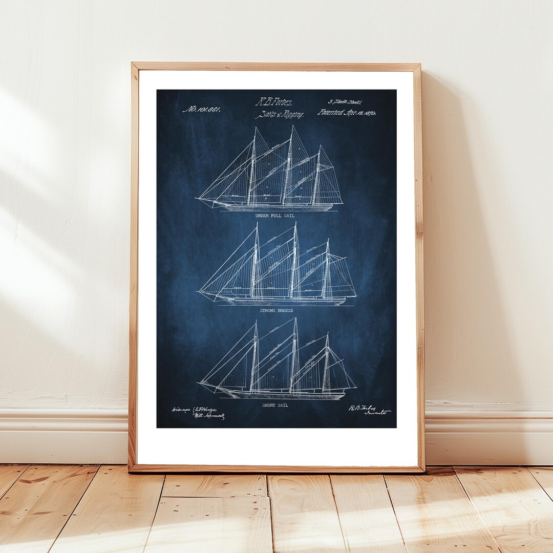 Old Ship's Rigging Design From 1870 From US Patent Office. Poster Gift ...