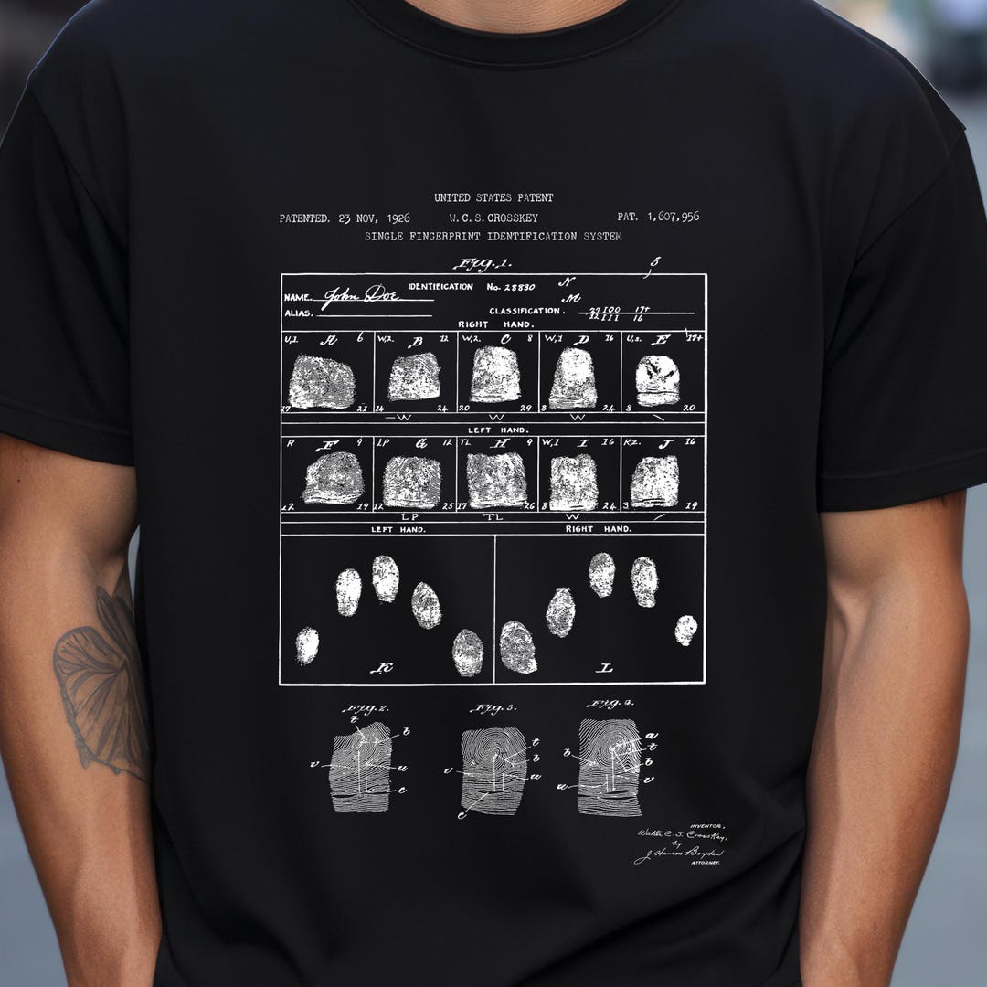 Fingerprint Identification System From US Patent Office. T-shirt Gift ...