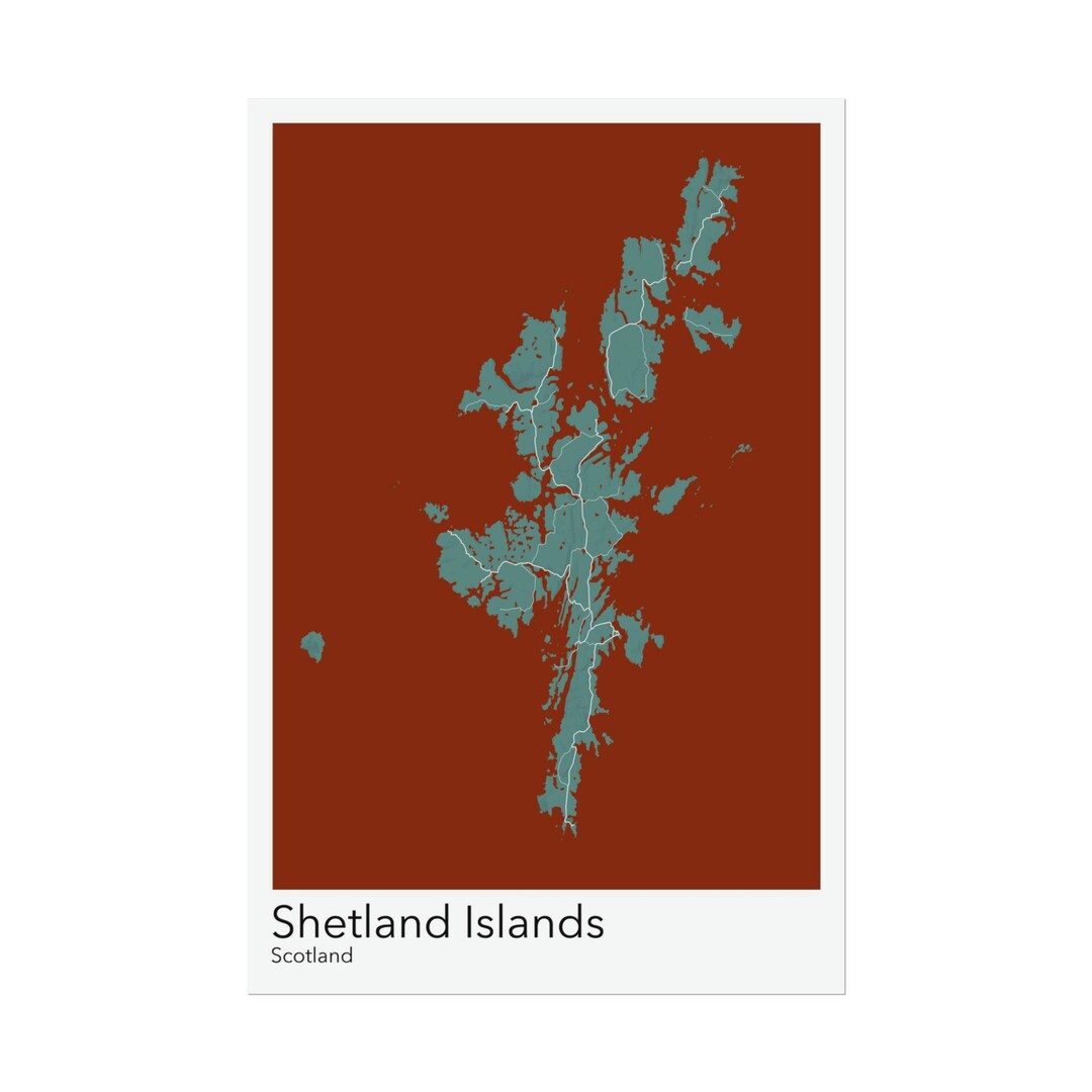 Shetland Islands Modern Minimalist Map Print Poster. Quality Colourful ...