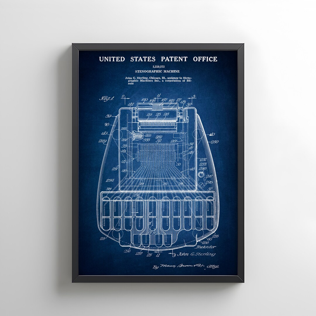 Vintage Stenography Machine Design From the US Patent Office. Perfect ...