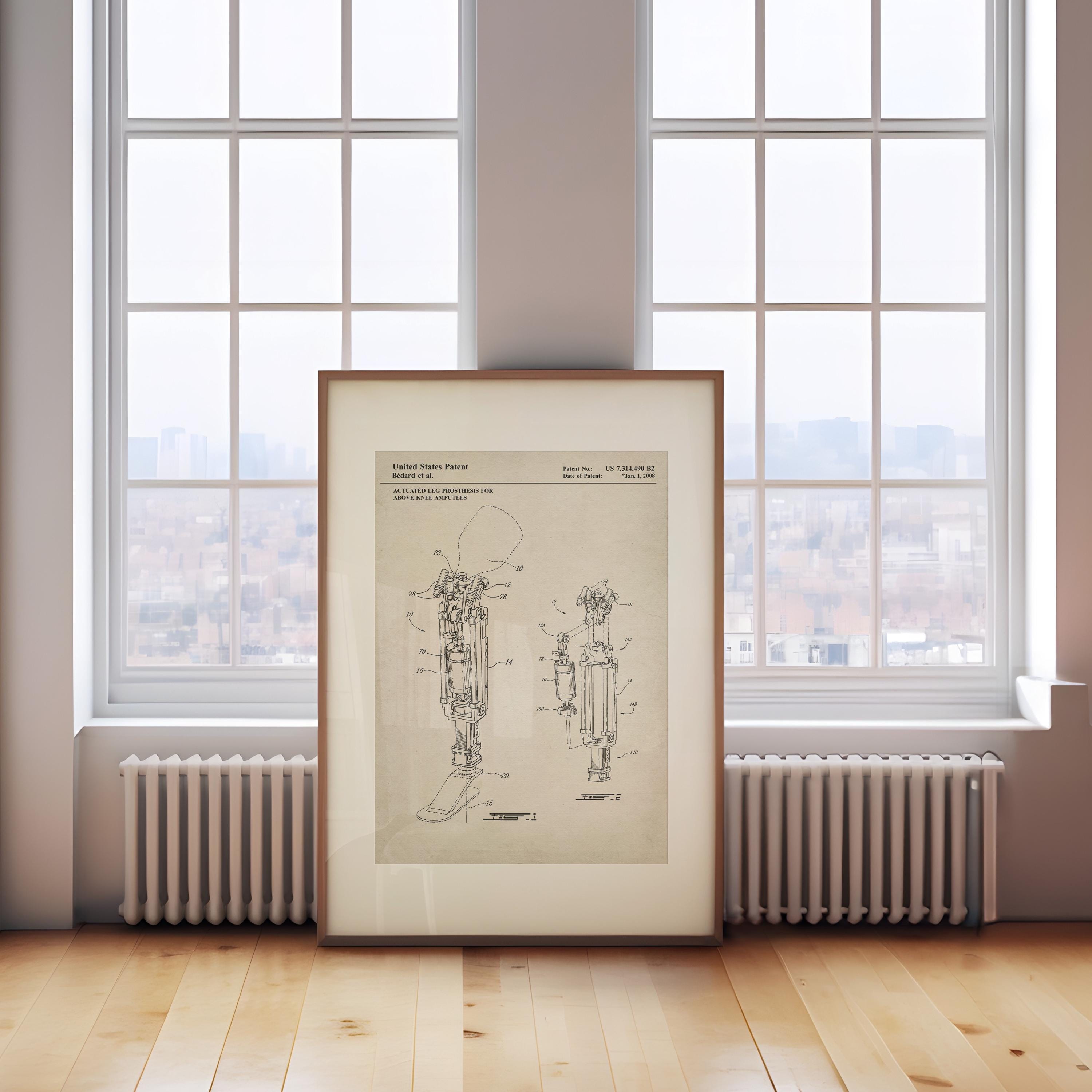 Prosthetic Bionic Leg Design From US Patent Office. Poster Gift ...