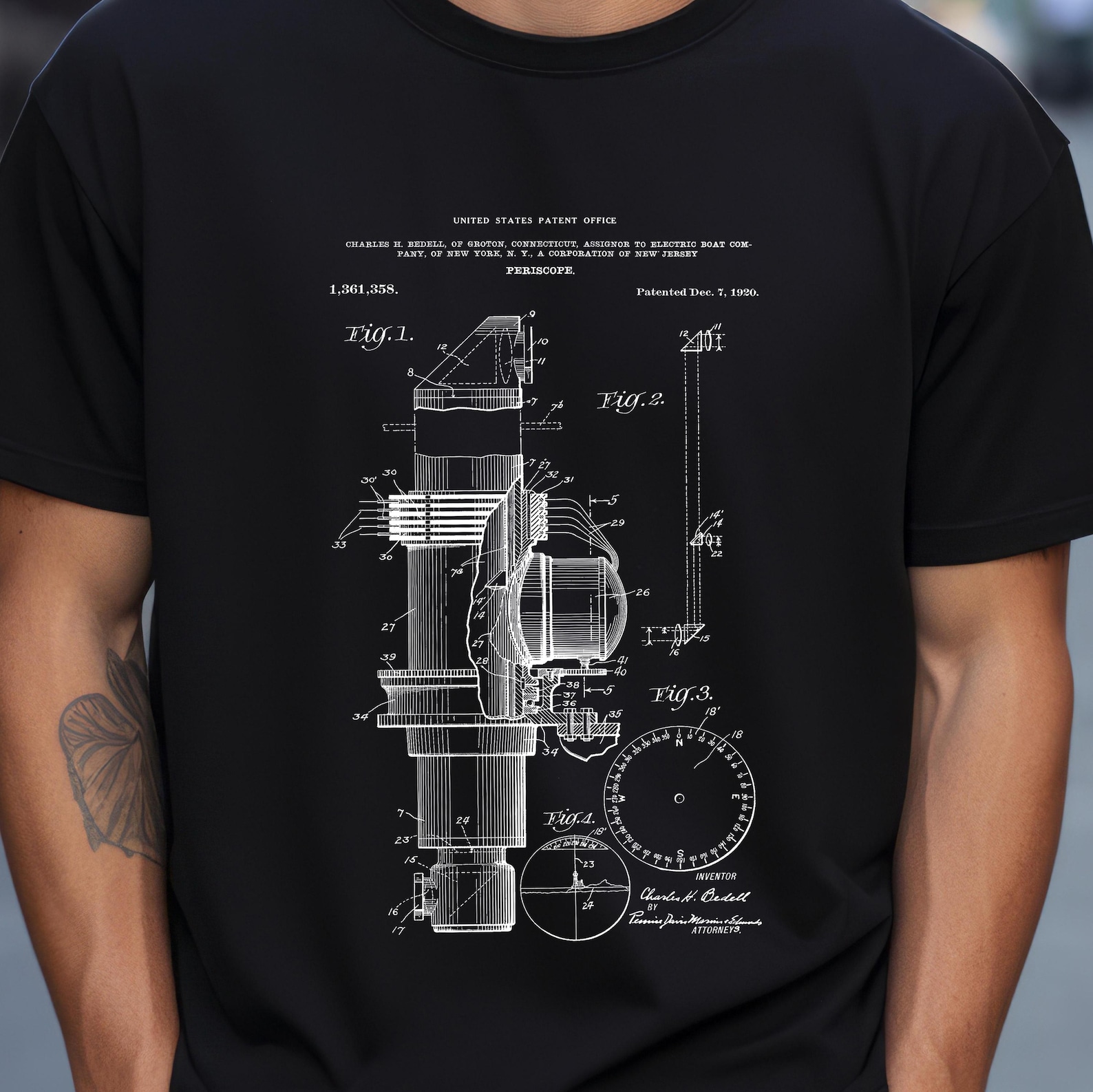 Periscope Design From 1920 From US Patent Office. T-shirt Gift for ...