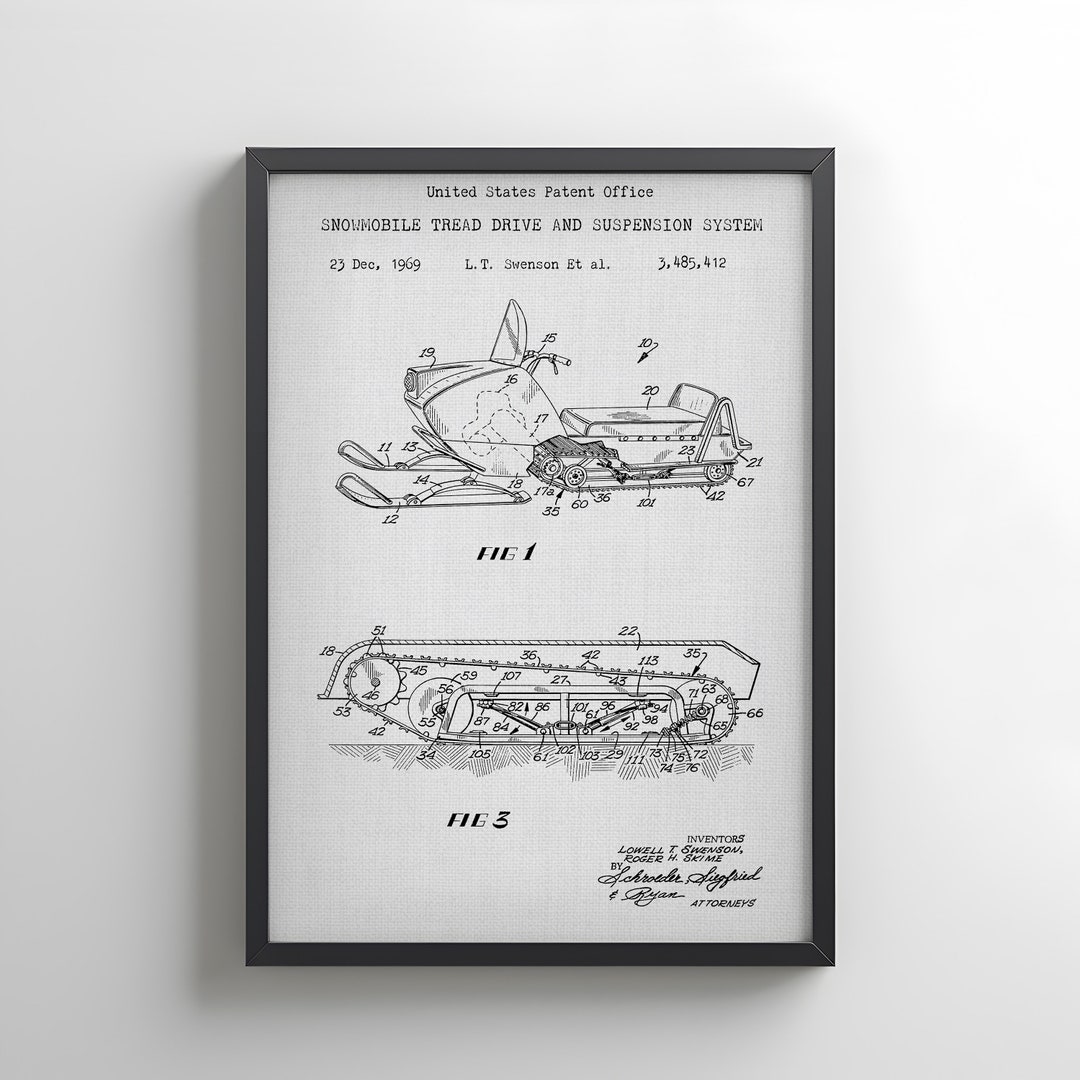 Snowmobile Design From 1969 From the US Patent Office . Poster Gift for ...