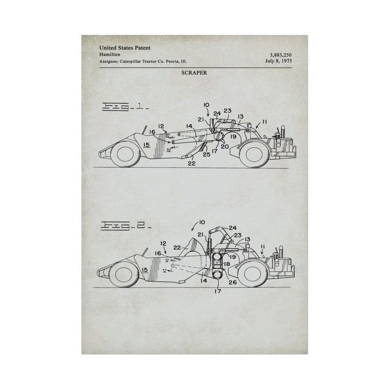 Earth Moving Scraper Design From US Patent Office. Poster Gift Civil ...