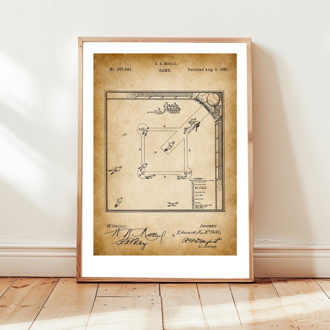 Antique Baseball Game Design From 1887 From US Patent Office. Poster ...