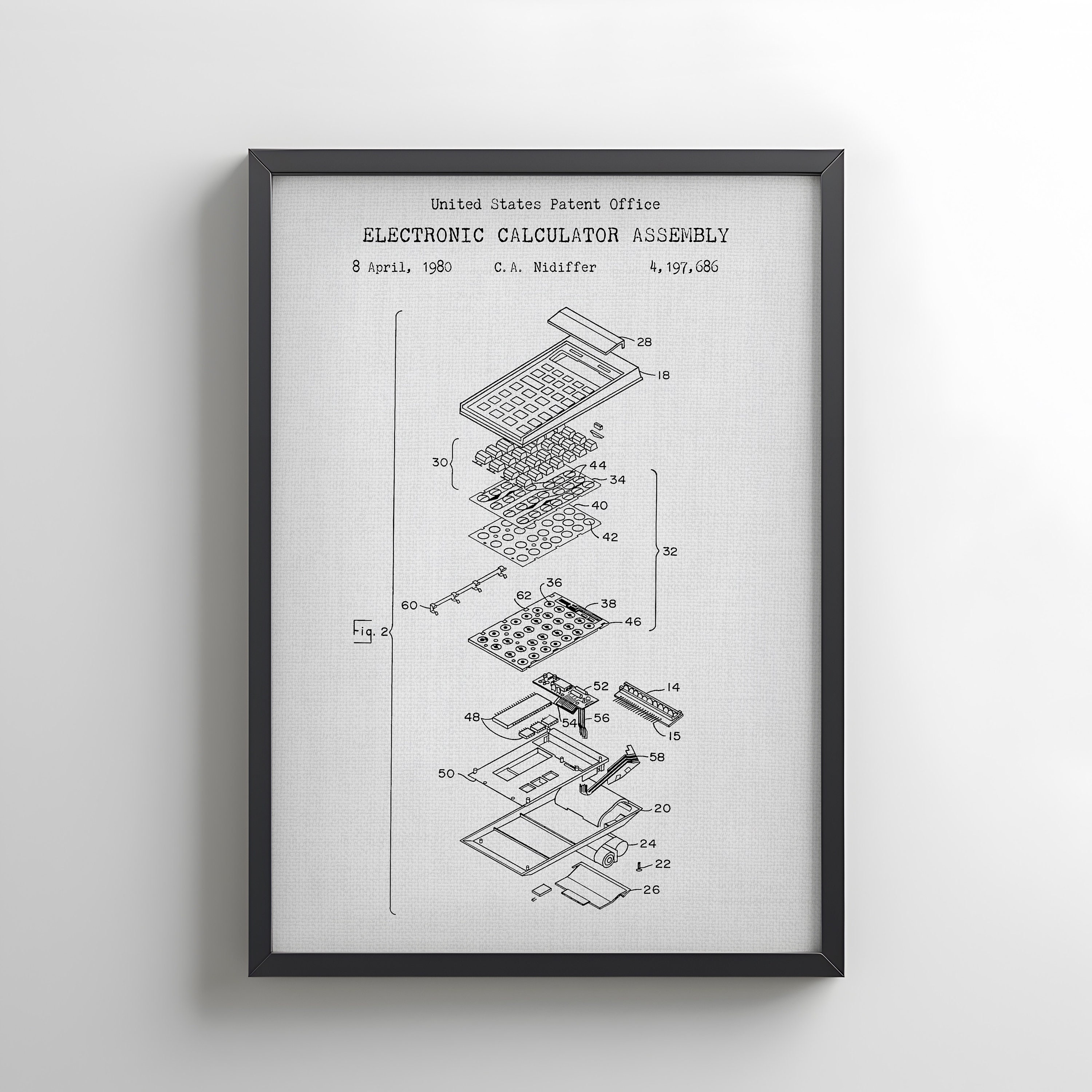 Original Electronic Calculator Design From 1980 From the US Patent ...