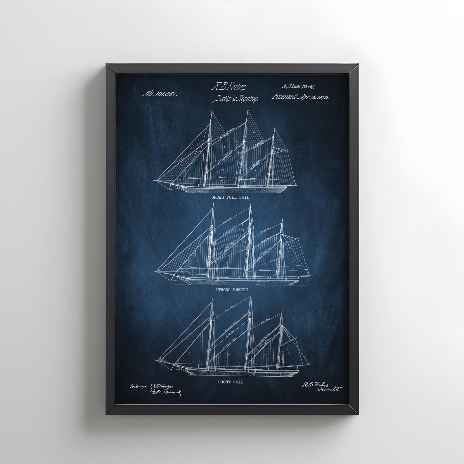 Old Ship's Rigging Design From 1870 From US Patent Office. Poster Gift ...