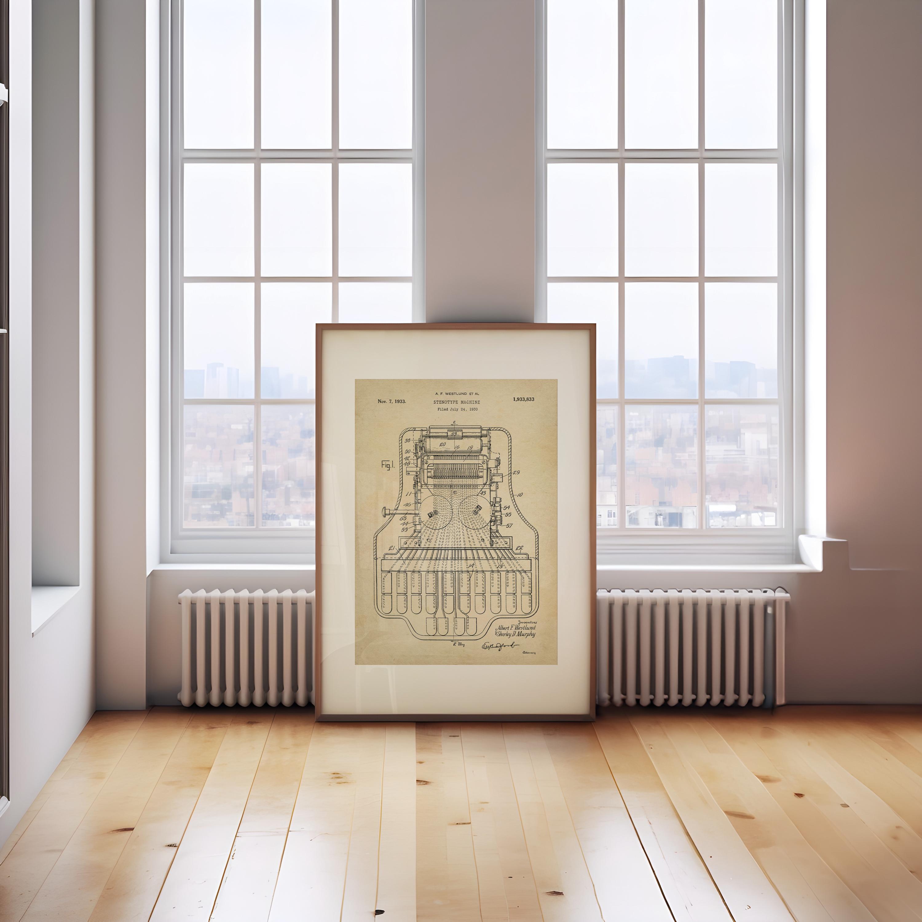 Stenography Machine Design From US Patent Office. Print Gift ...